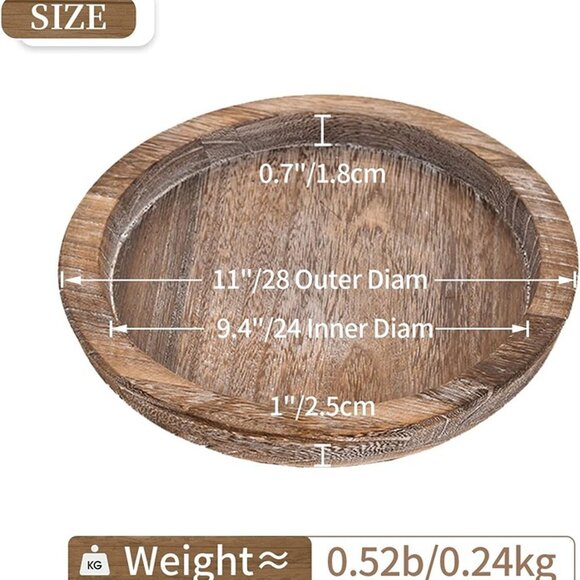 Accents | New Rustic Wooden Serving Tray Round Wood Butler Decorative ...